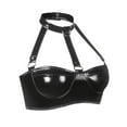 Women PU Leather PVC Bra Exotic Button Halter Latex Bralette Tops ...