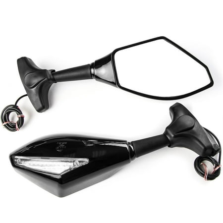 Krator Universal Black Integrated Motorcycle Mirrors with LED Turn ...