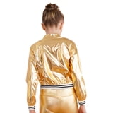 MSemis Kids Girls Metallic Bomber Jacket Coat Gold 16 - Walmart.com