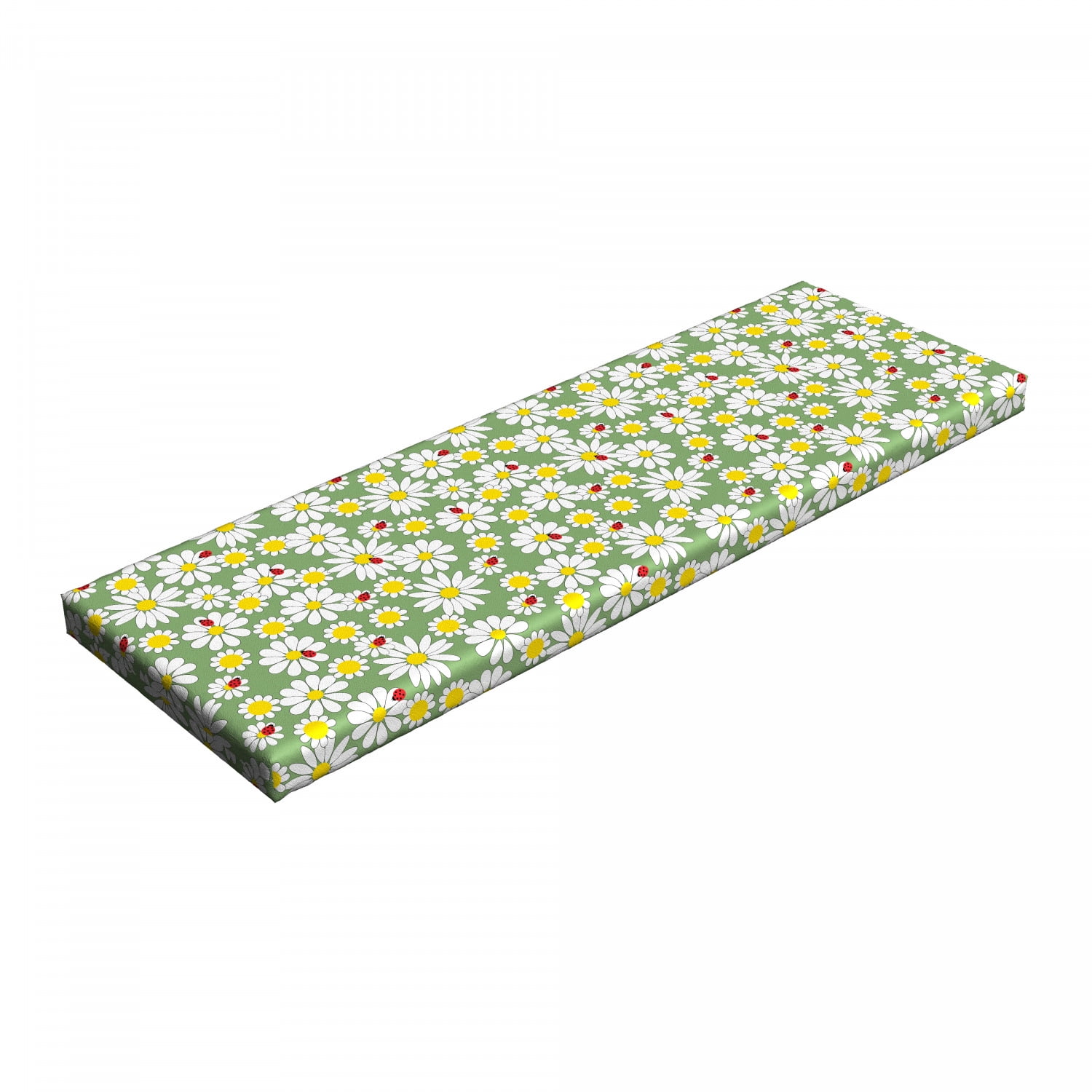 Ladybug Bench Pad, Daisy Flora Foliage Gardening Yard Cottage Nature ...