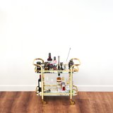 Viski Stainless Steel Kitchen & Bar Cart w/ Wheels & Mirror Shelves ...