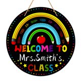 WaaHome Welcome Sign for Classroom Door Decorations 11.5" Personalized ...
