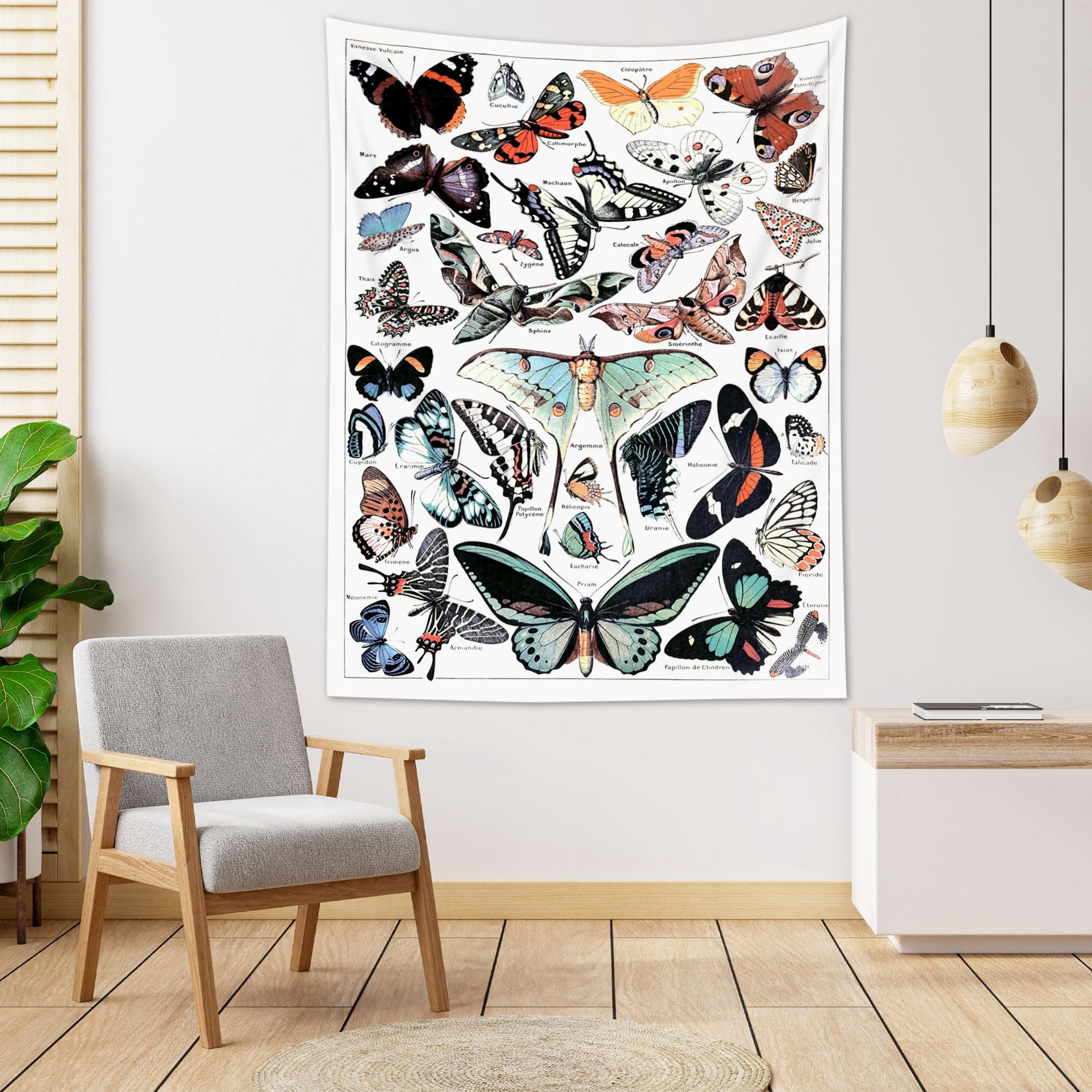 HVEST Vintage Butterfly Tapestry Wall Hanging Colorful Nature Insect ...