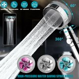 High-Pressure Shower Head Adjustable 360° Rotation Turbine Water Saving ...