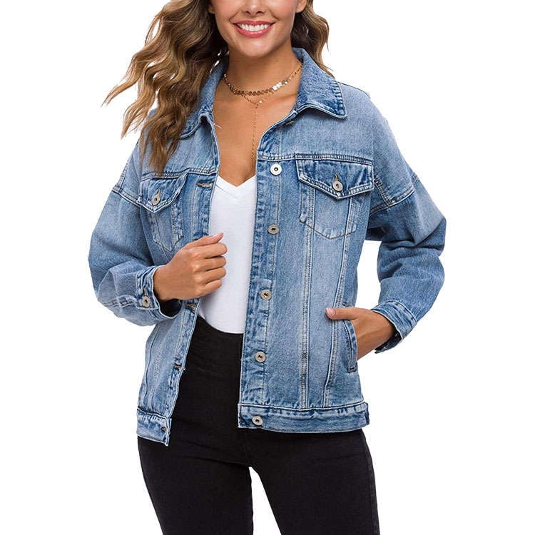 Cali Chic Denim Jacket for Women Celebrity Lt Blue Classic Side Pockets ...
