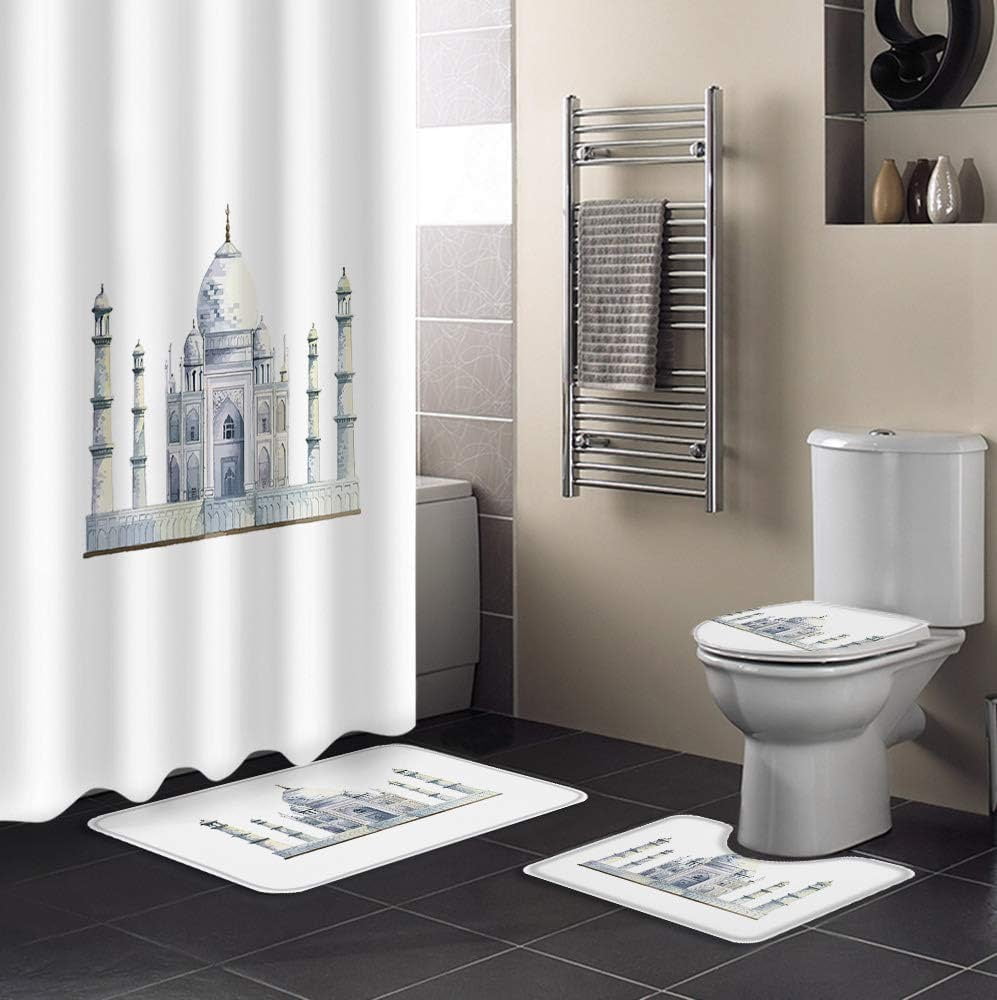 FMSHPON Taj Mahal 4 Piece Bathroom Set Shower Curtain Bath Rug Contour ...