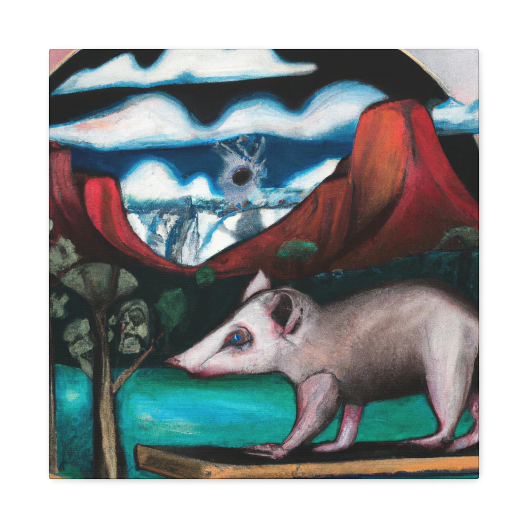 Opossum Folk Art Portrait - Canvas - Walmart.com