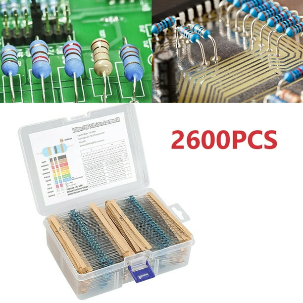 Peggybuy 2600pcs Resistor Assortment 130 Values 0.25W 1/4W Resistors ...