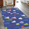Christmas Tree Area Rug 3x5ft Cute Blue Simple Hand Painted Non-Slip ...