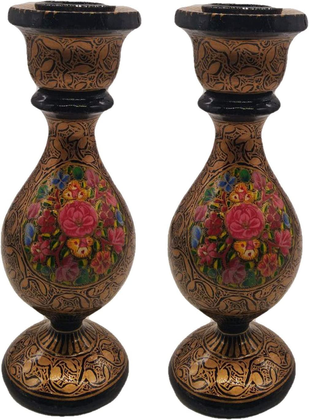 India Meets India Papier Mache Candlesticks Holder Set of 2 Candle ...