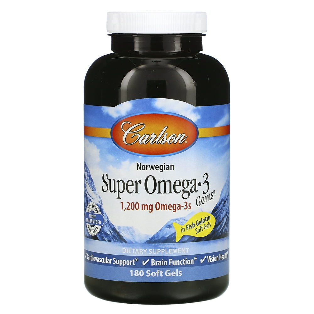 Carlson Labs - Super Omega-3 Gems in Fish Gelatin 500 mg. - 180 ...