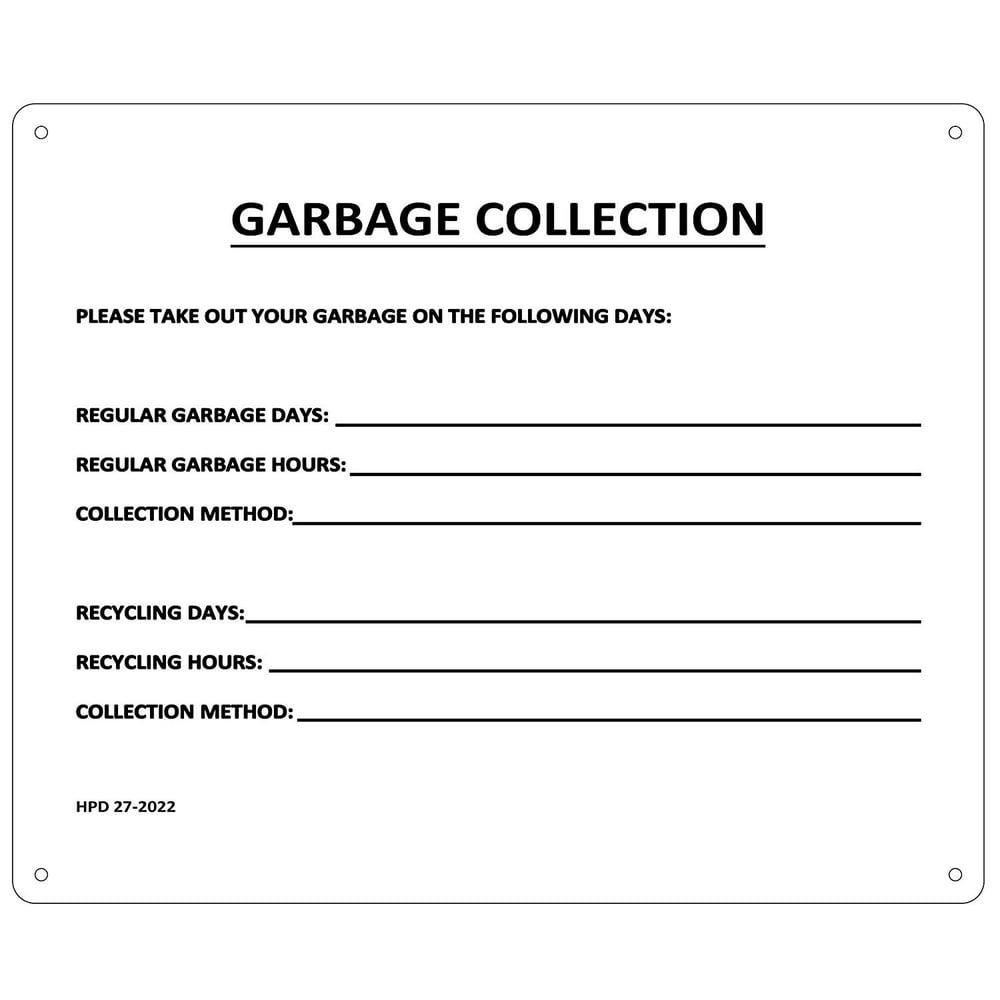 GARBAGE COLLECTION SIGN (Aluminum SIGN) - Walmart.com - Walmart.com