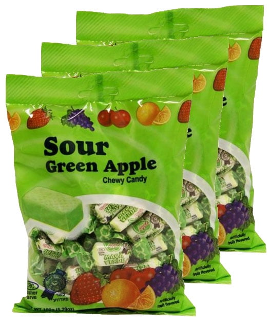 Sour Green Apple Kosher Chew Candy - Small (Pack of 3) - Walmart.com