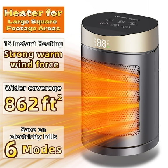"Dayton Portable Electric Heater, Gray, 10"" Height, Non-Oscillating ...
