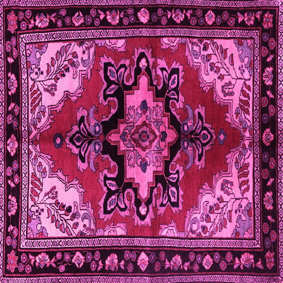 Ahgly Company Indoor Square Persian Pink Traditional Area Rugs, 6 ...