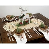 Embroidered Beige Winter Snow Scene Table Runner (14" x 27"/ 16" x 35 ...