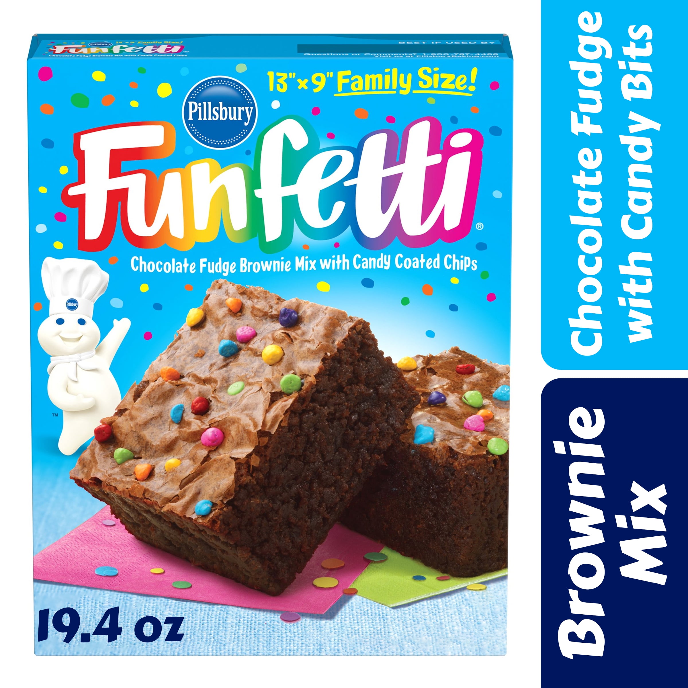 Pillsbury Funfetti Chocolate Fudge Brownie Mix with Candy Coated Chips ...