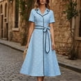 KLHDSF Summer Dresses For Women 2026 V-Neck Short Sleeve High Waist ...