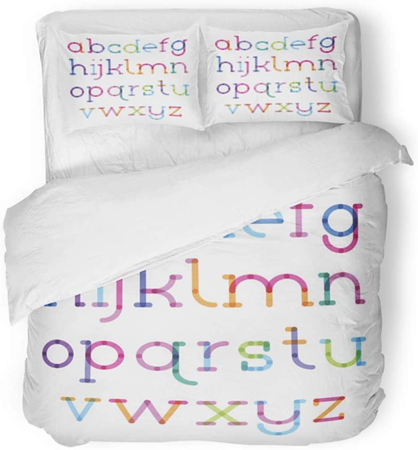 KXMDXA 3 Piece Bedding Set Blue Typo Serif with Effect of Lower Letters ...