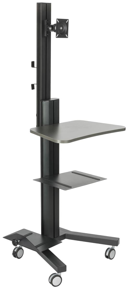 Displays2go Rolling Computer Workstation with Screen Mount and CPU ...