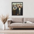 Stupell Industries American Gothic Pups Black Framed Floater Canvas ...