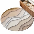 Beige Brown Gradient Wave Ripple Round Rug 3ft Modern Geometric ...