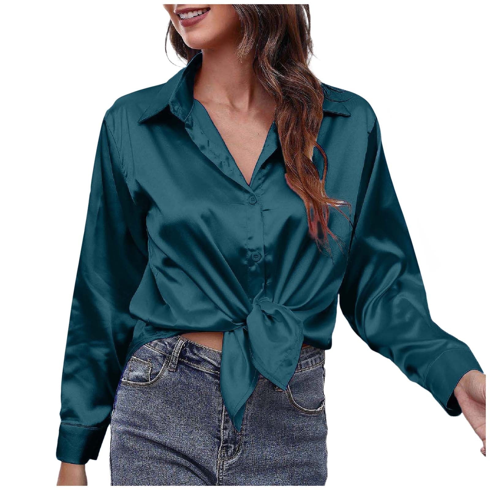 Click here for Awzxde Women Shirts Womens Blouse Satin Silk Shirt... prices
