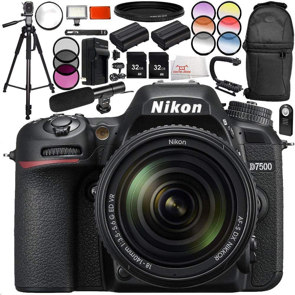Nikon D7500 DSLR Camera with 18-140mm Lens 16PC Accessory Bundle ...