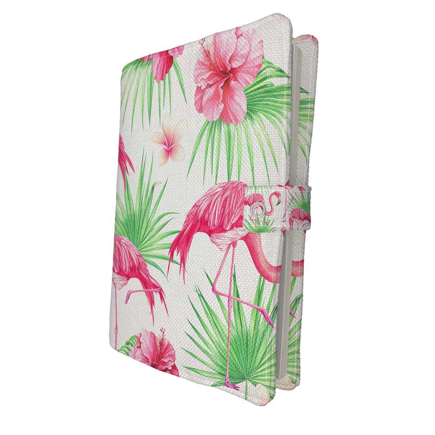 PKQWTM Flowers Palm Leaves Flamingo On White Book Cover Book Protector ...