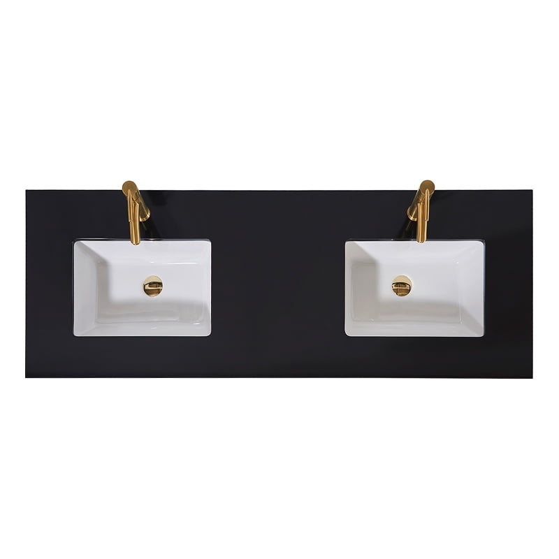 60. in Stone effects Vanity Top in Imperial Black Apron with White Sink ...