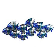Danya B. School of Fish Blue and Silver Tone Modern Metal Wall Art ...