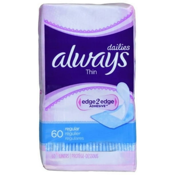 Always Thin Pantiliners, Regular 60 ea (Pack of 2) - Walmart.com