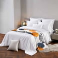 Bohemian Abstract Bed Runner Cal King Size Geometric Line Circle Leaves ...
