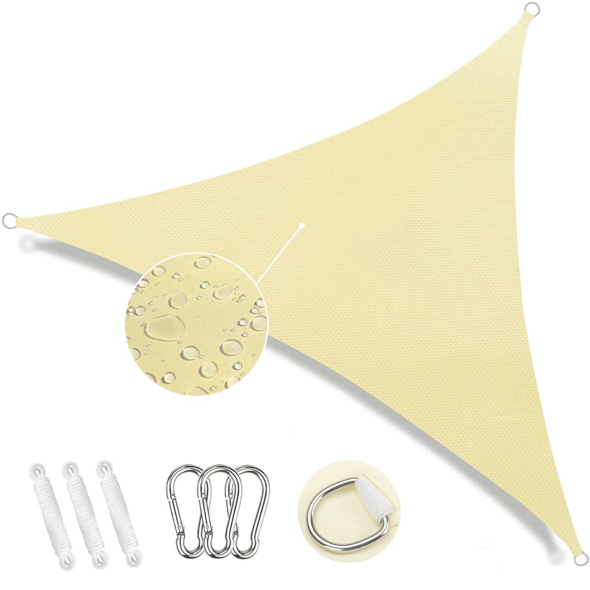 GPED 16' Triangle Sun Shade Sail 95% UV Blocker Terylene Waterproof ...