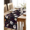 Burlap Table Runner 120 Inches Long, Watercolor White Purple Flowers ...