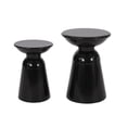 Outdoor Side Table Set of 2, Iron Frame Flared Style Accent Tables for ...