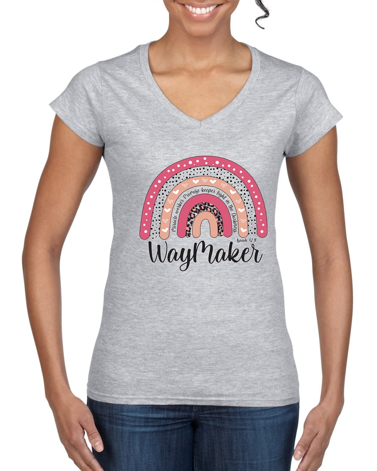 Waymaker Rainbow Inspirational/Christian Womenâ€™s Standard V-Neck Tee ...