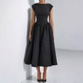 Black Sleeveless Fit & Flare Midi Dress With Square Neckline Evening ...