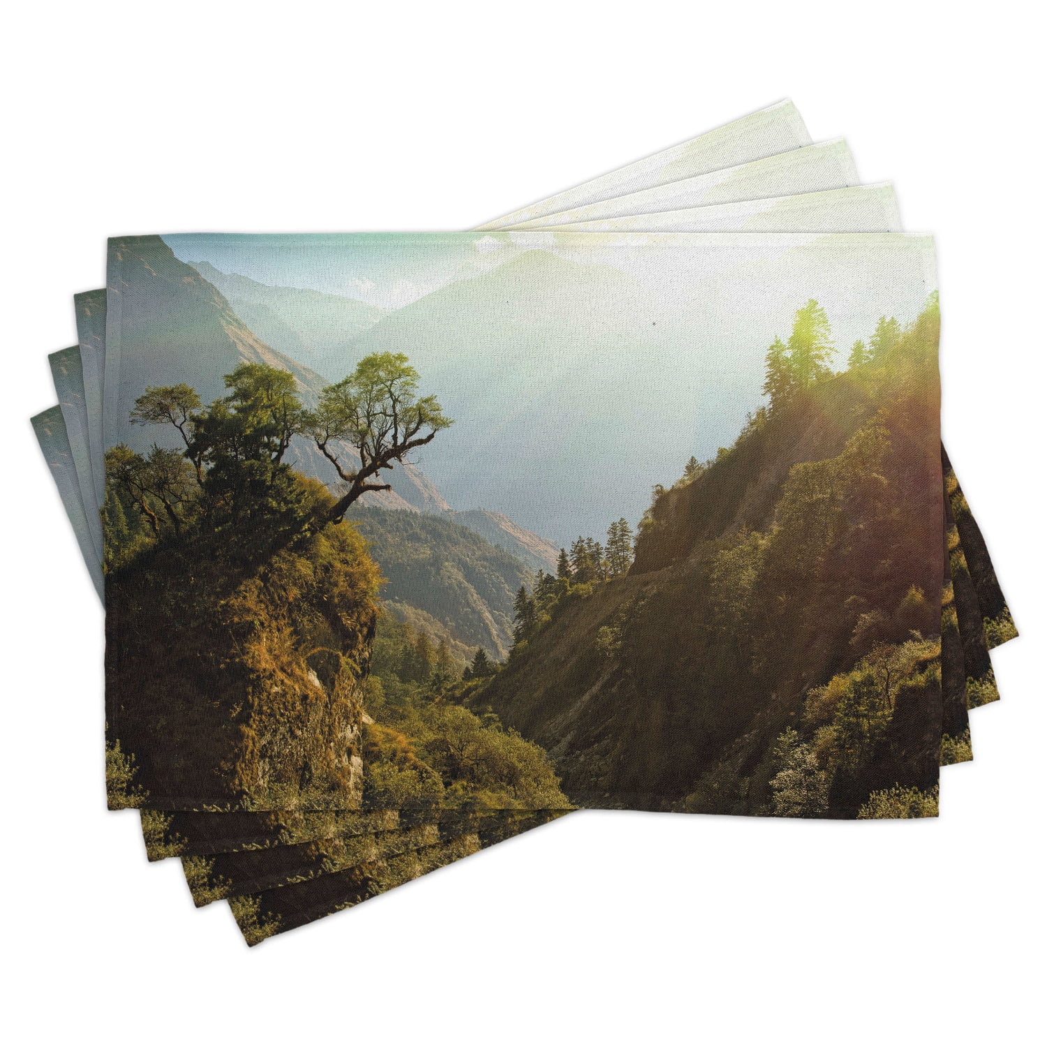 Ambesonne Landscape Place Mats Set of 4, Nepal Forest Majestic ...