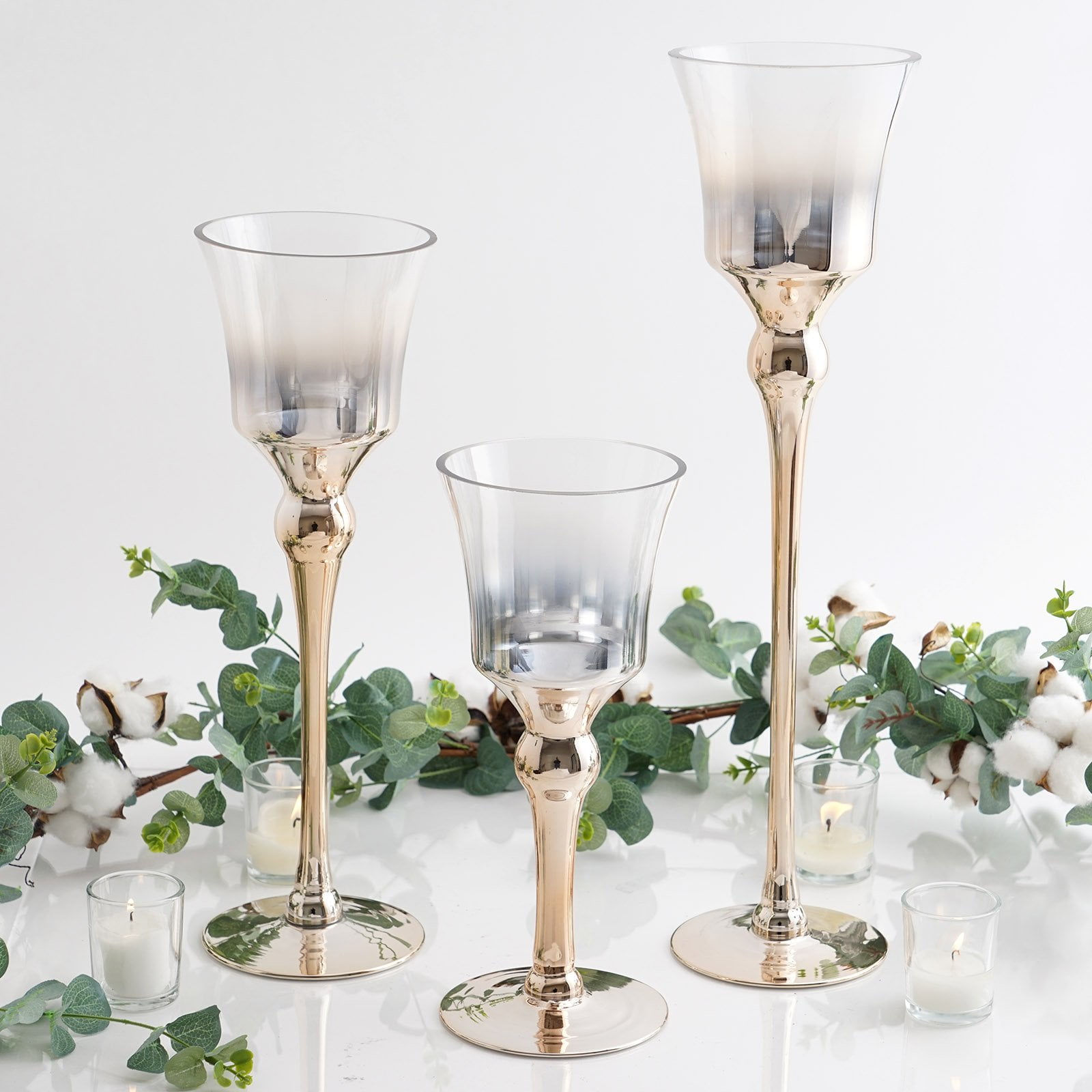 Long Glass Candle Holders
