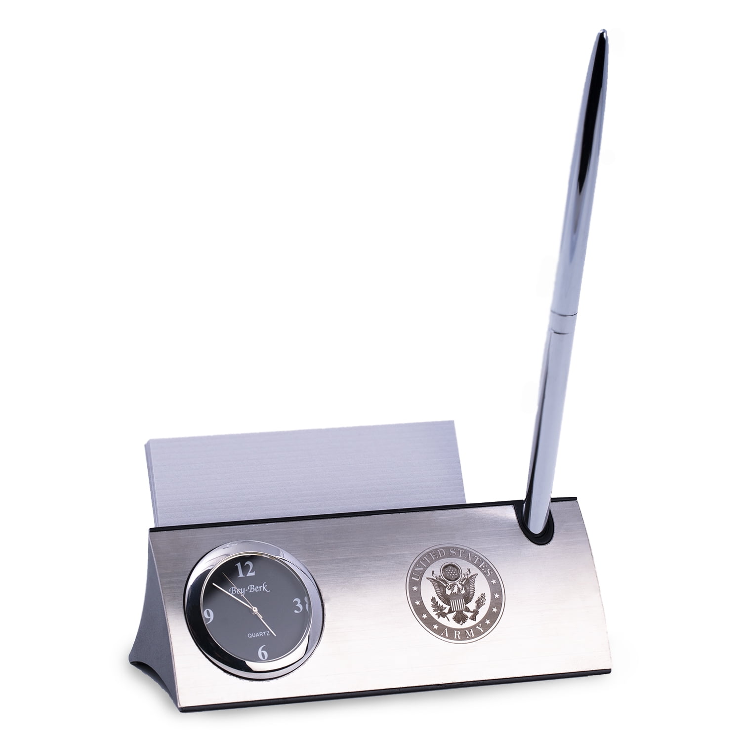 Clock Card Holder w/ Pen Silver & Army Seal - Walmart.com