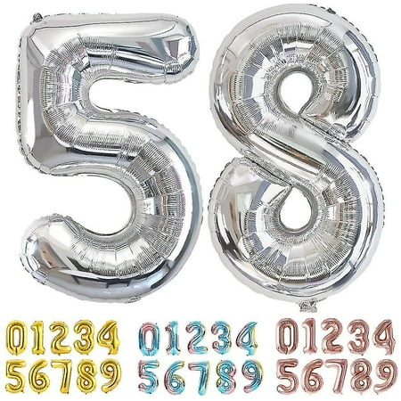 Silver Balloon Numbers Large Foil Balloon Numbers Birthday Decorations ...