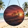 Chilfamy Round Stained Glass Window Suncatcher, Flower Sunset Ornament ...