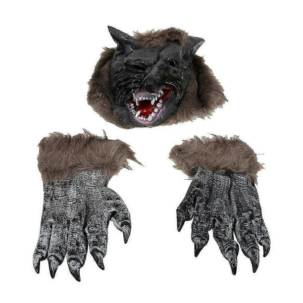 Glove Mittens Wolf Costume Head Mask Wolf Claw Prop Halloween Werewolf ...