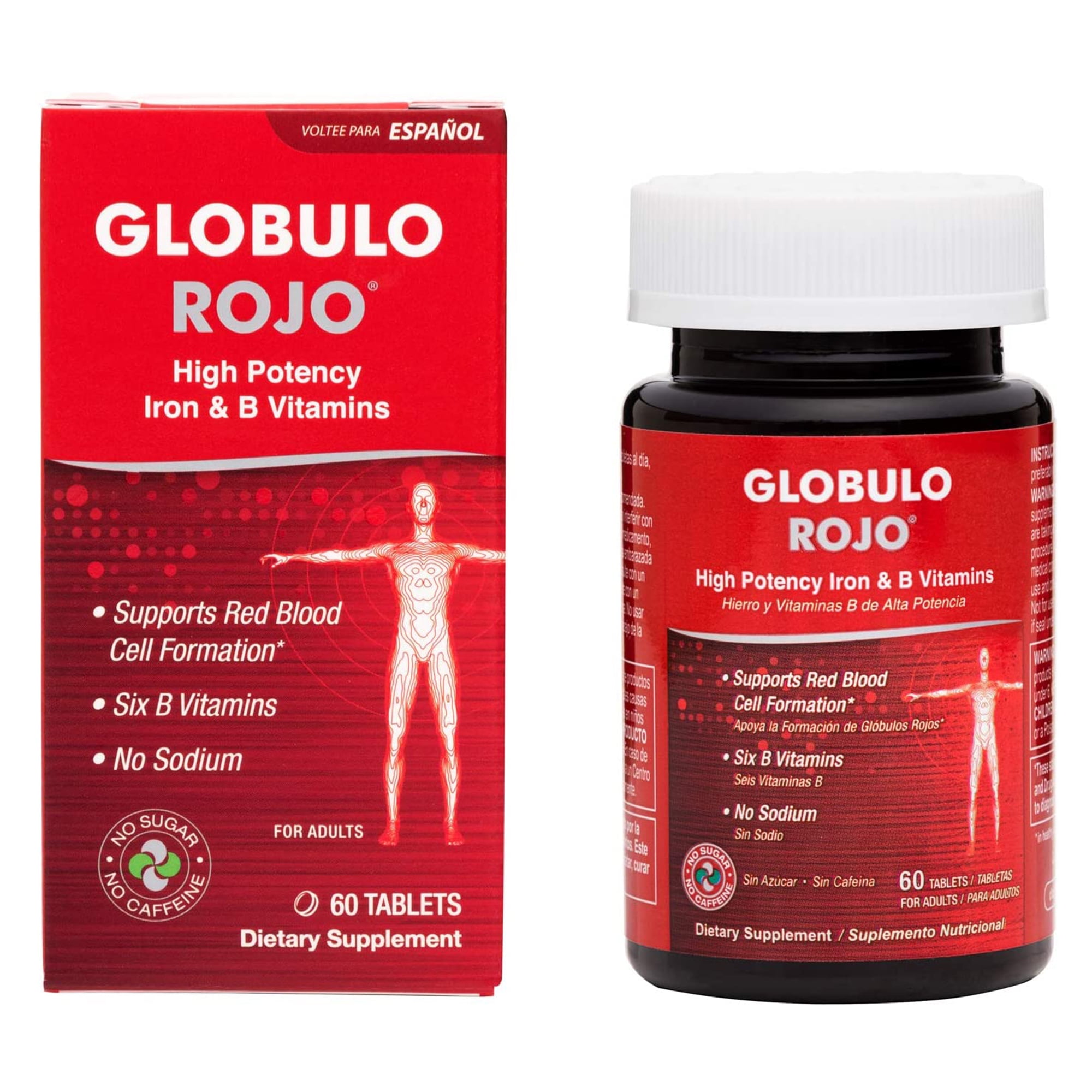De La Cruz Globulo Rojo Iron Supplement with Vitamin B Complex, 60 ...