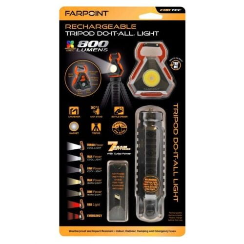 Farpoint Portable Rechargeable Light with Tripod — 800 Lumens - Walmart.com