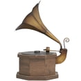DecMode 9" x 17" Copper Wooden Music Antique Gramophone with Brown ...