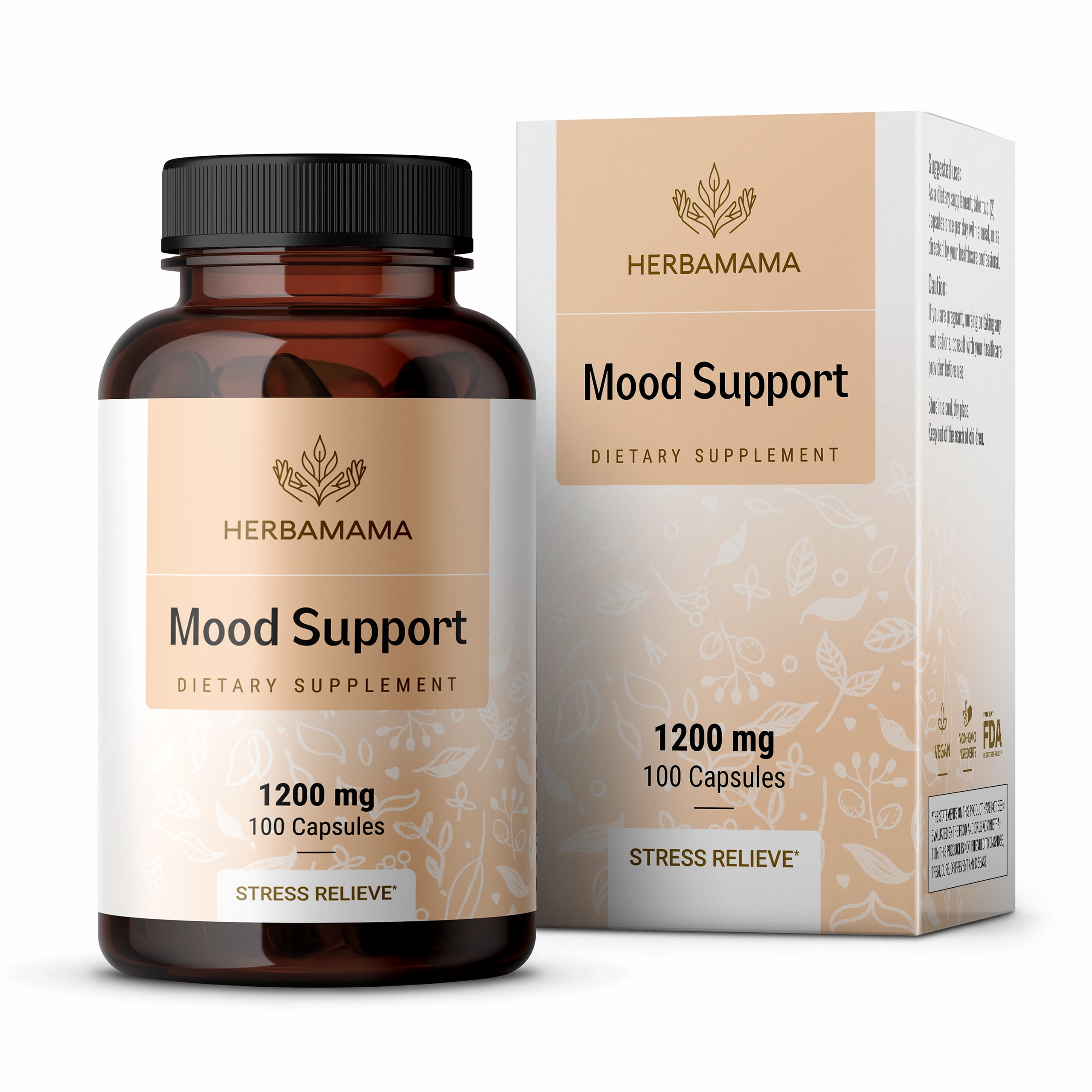 HERBAMAMA Mood Support 100 Capsules - Mood Supplement w/ St John's Wort ...
