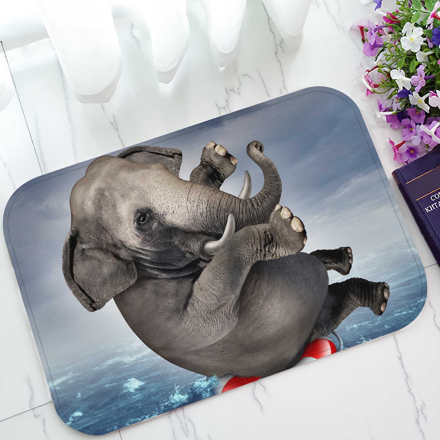 Click here for Yusdecor Elephant Floating On A Life Preserver Hom... prices