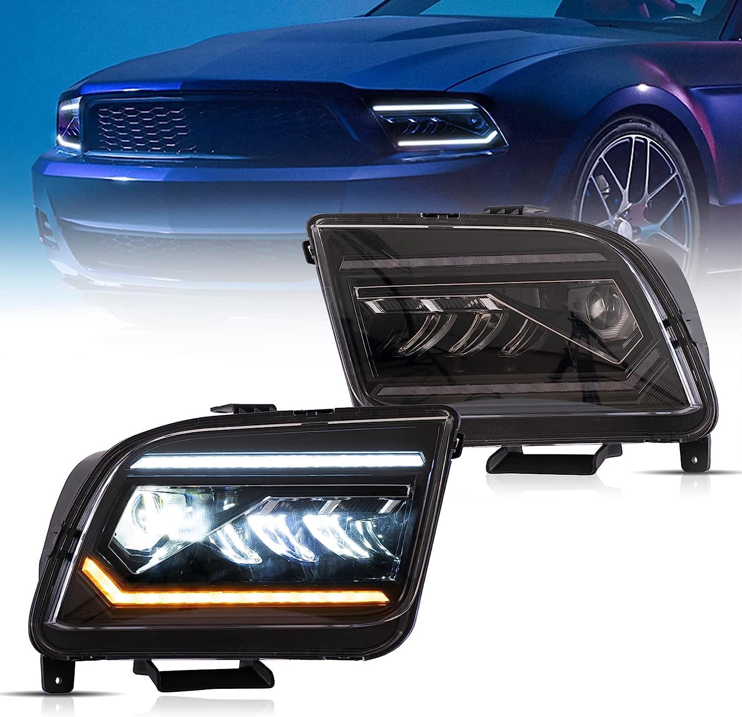 VLAND LED Projector Headlights For 2005-2009 Ford Mustang Shelby ...